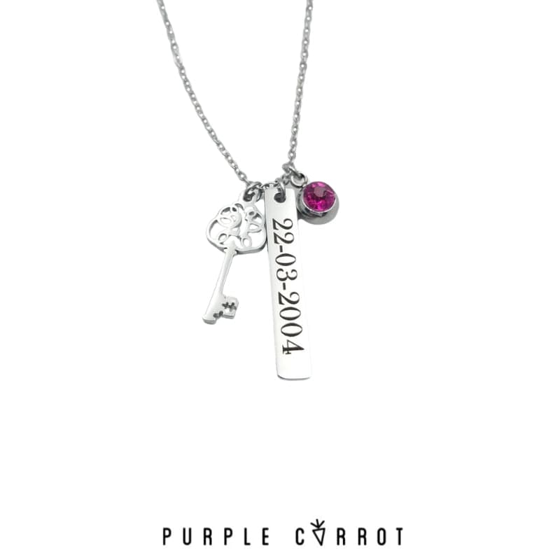21st Key Necklace - Purple Carrot