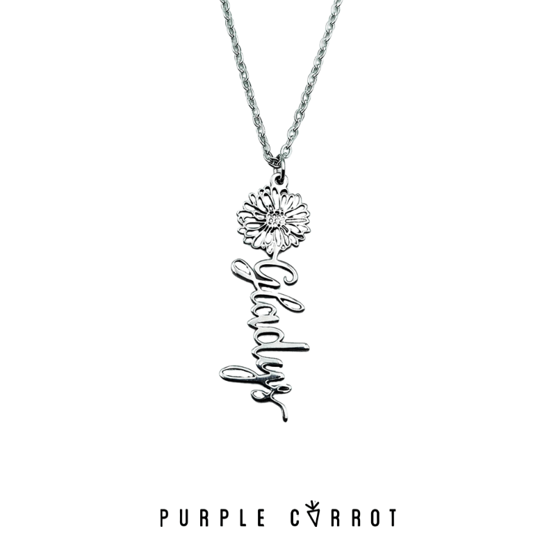 Flower Name Necklace - Purple Carrot