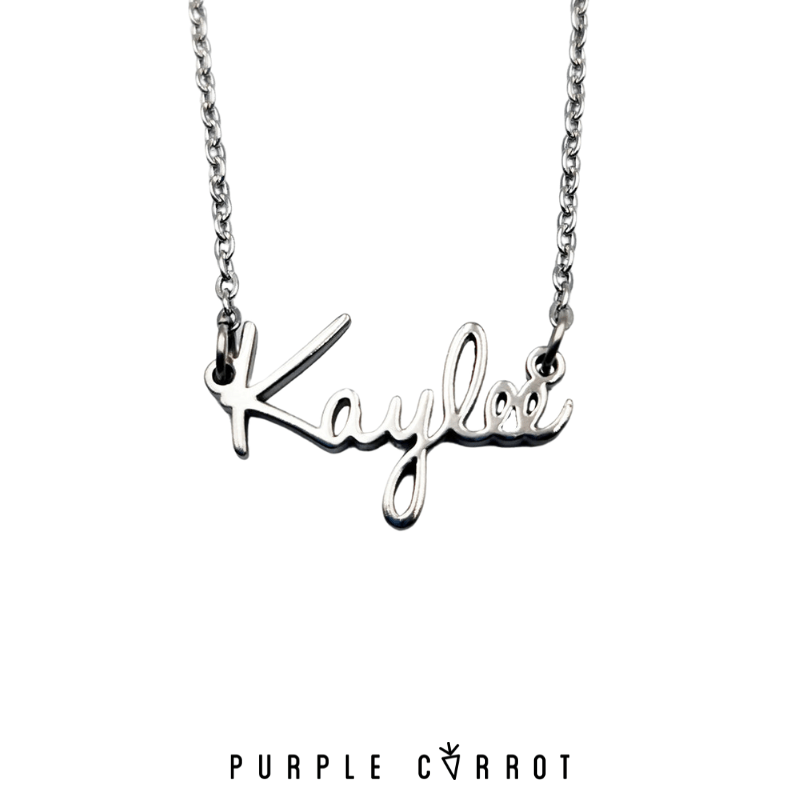 Sammy Font Name Necklace - Purple Carrot