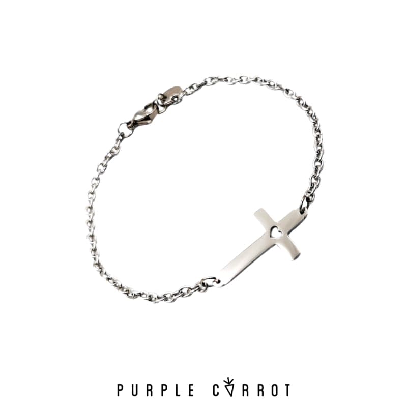 Cross Heart Cutout Bracelet - Purple Carrot