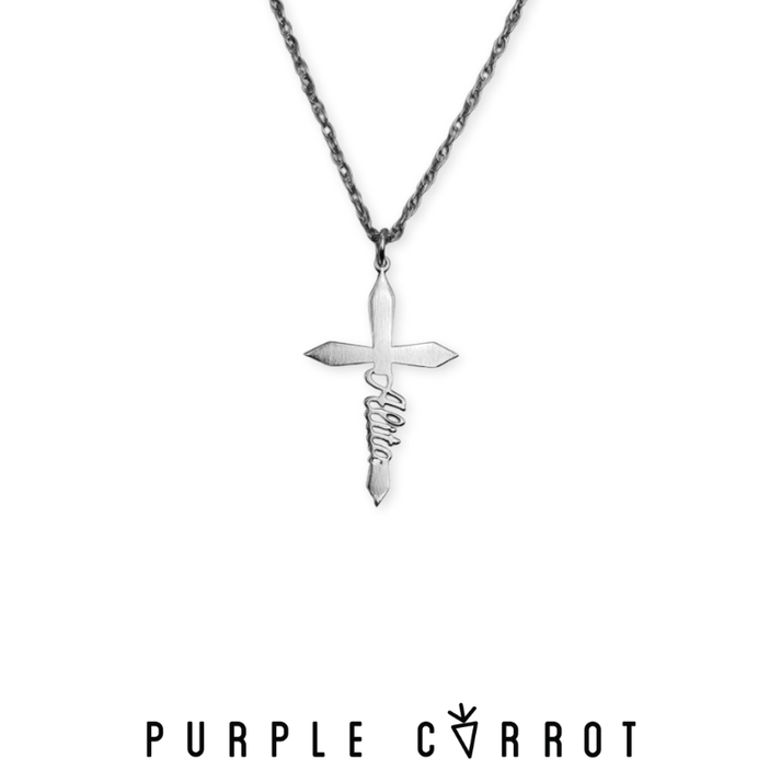 Dainty Cross Cutout Name Necklace