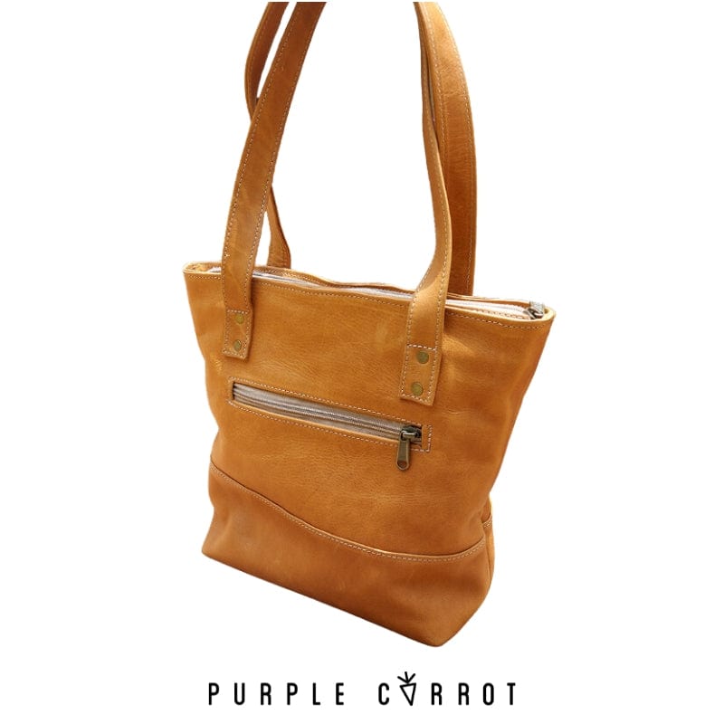 Full Leather Handbag - Purple Carrot