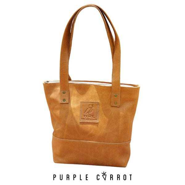 Full Leather Handbag - Purple Carrot