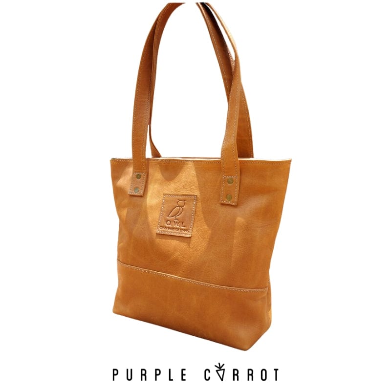 Full Leather Handbag - Purple Carrot