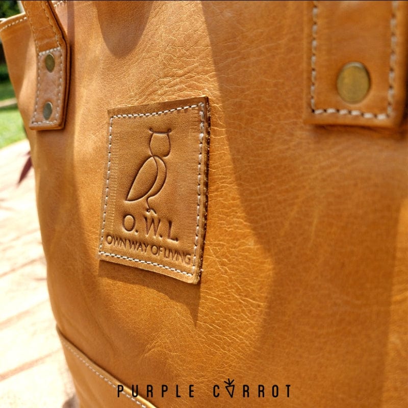 Full Leather Handbag - Purple Carrot