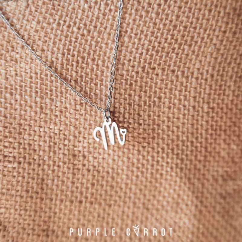 Initial with heart Necklace - Purple Carrot