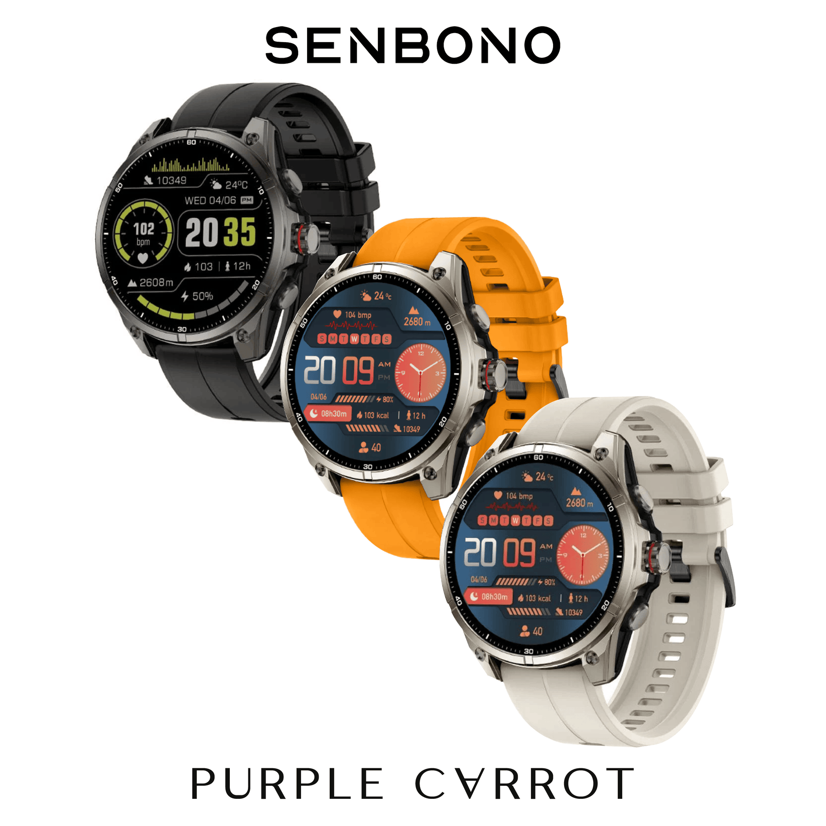 SENBONO AFT66 GPS Smartwatch — 1.43″ AMOLED • 5ATM • Long-Lasting Batt