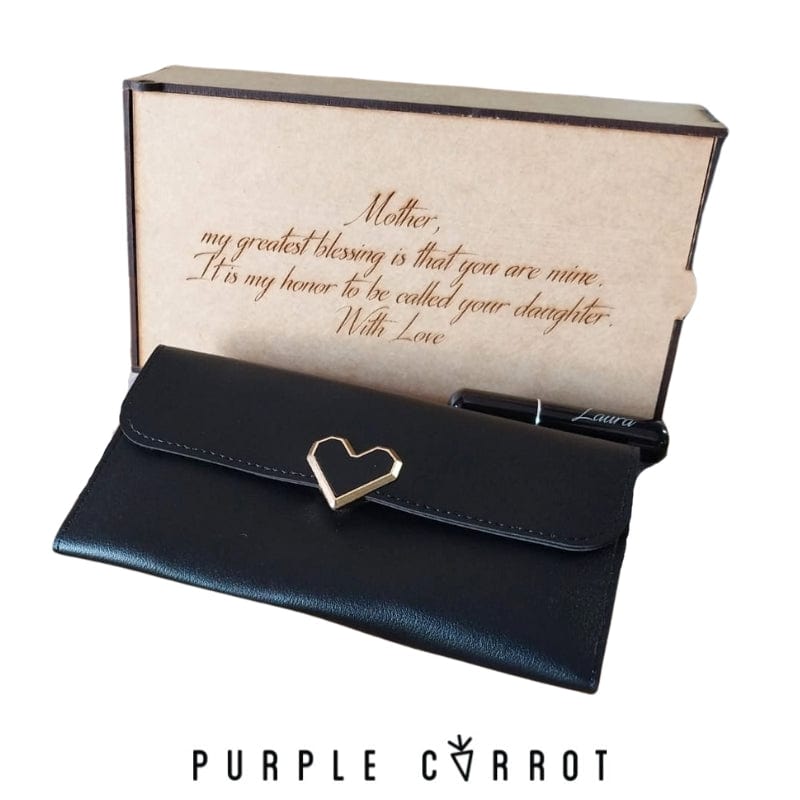Wallet + fun size perfume holder + personalised Gift Box - Purple Carrot