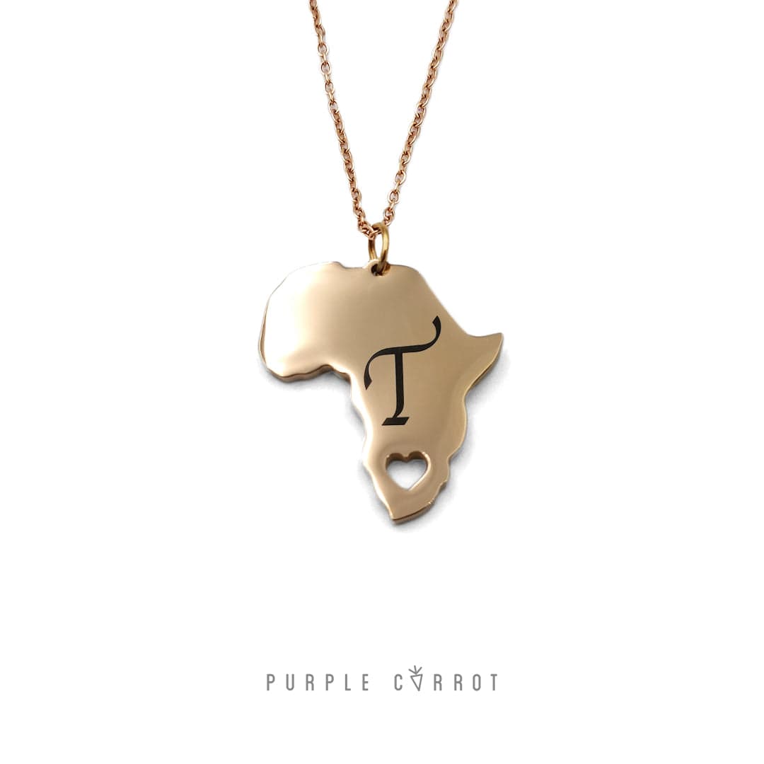 Africa Heart Necklace & Chain - Purple Carrot